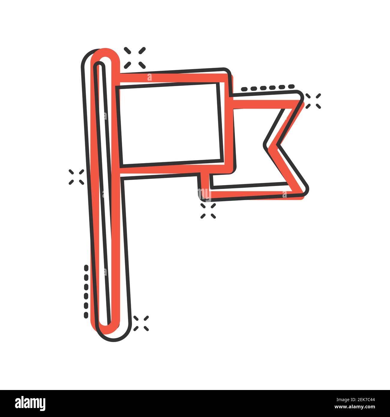 Flag icon in comic style. Pin cartoon vector illustration on white ...