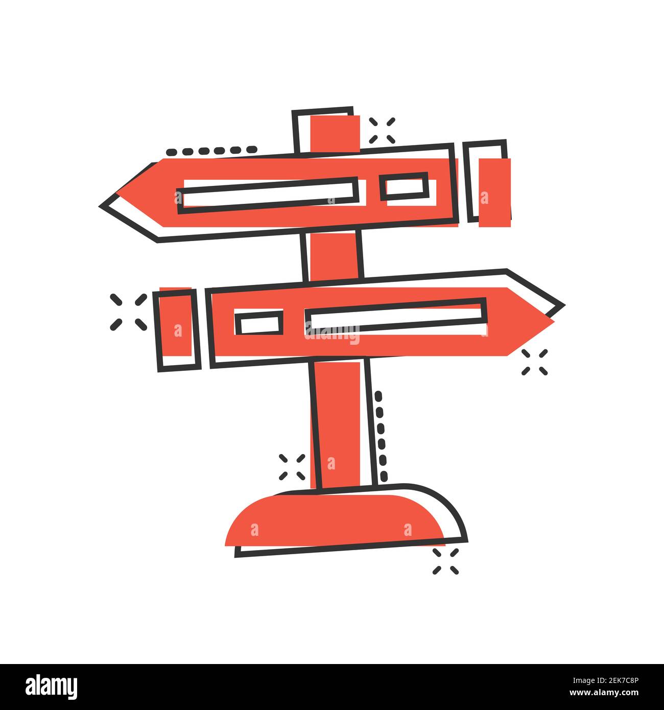 Crossroad signpost icon in comic style. Road direction cartoon vector ...
