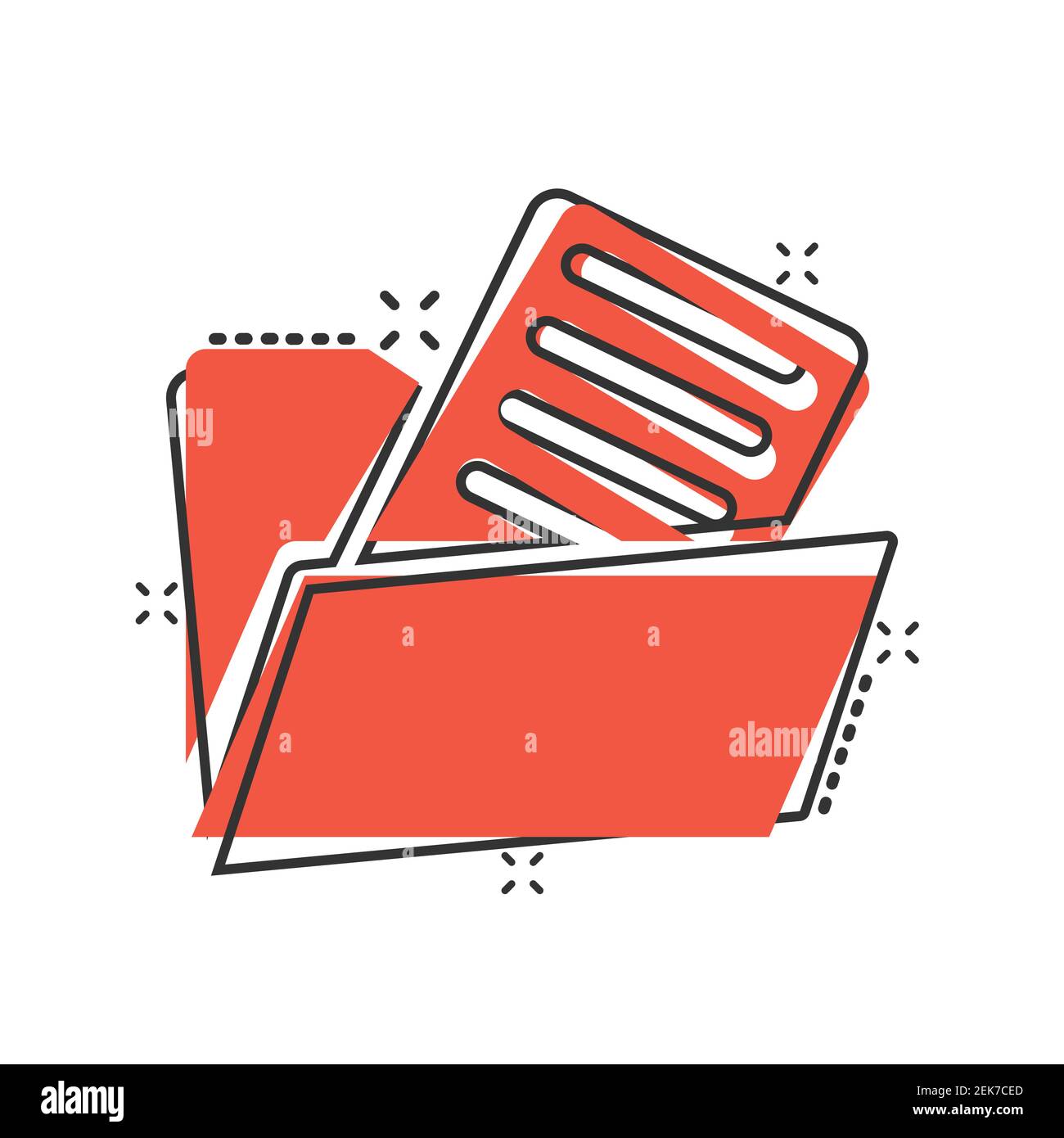 File folder icon in comic style. Documents archive cartoon vector ...