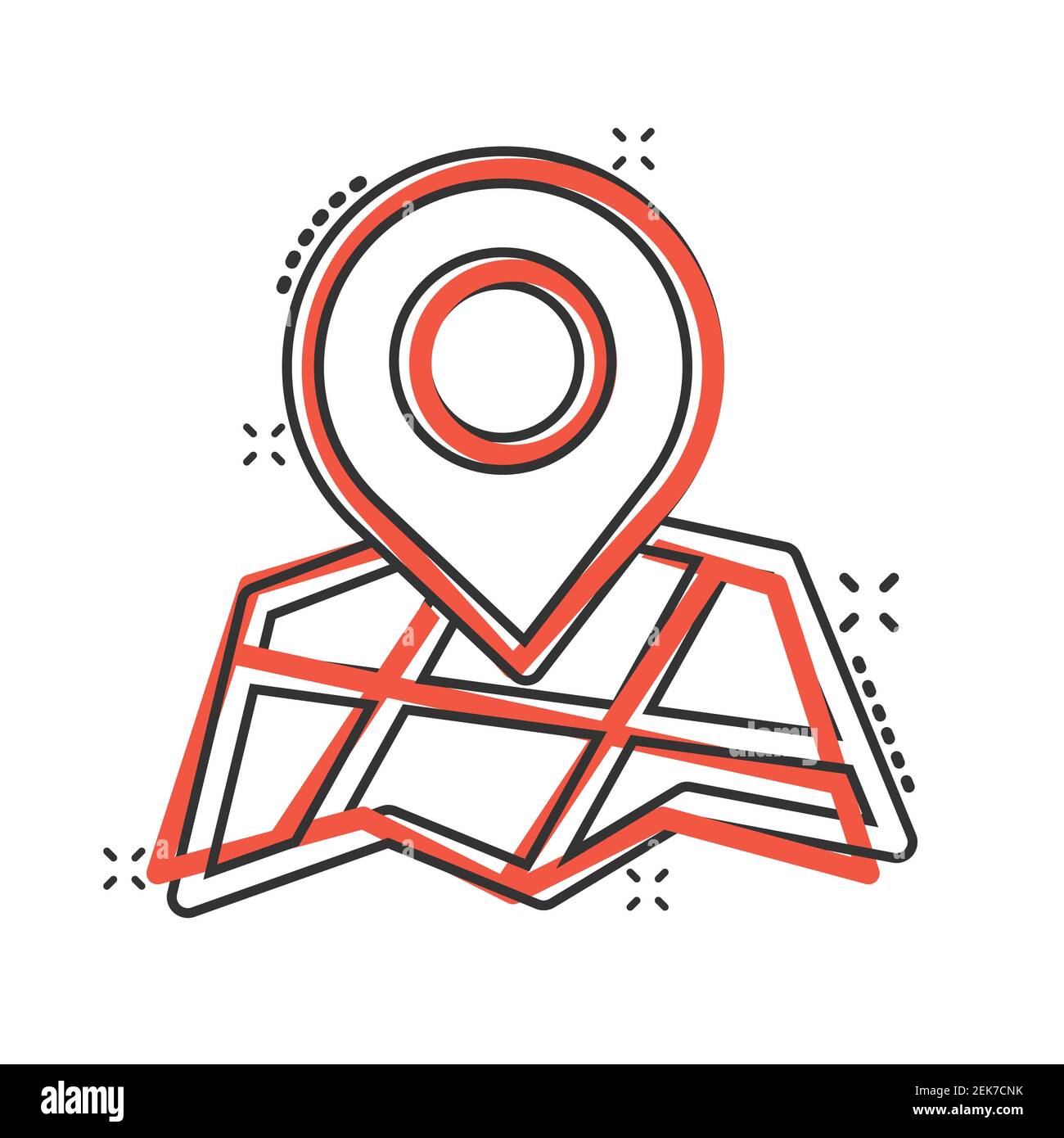 Map pin icon in comic style. GPS navigation cartoon vector illustration ...
