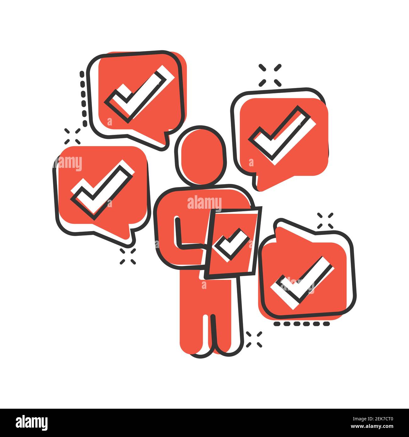 Organization management icon in comic style. People with check mark ...