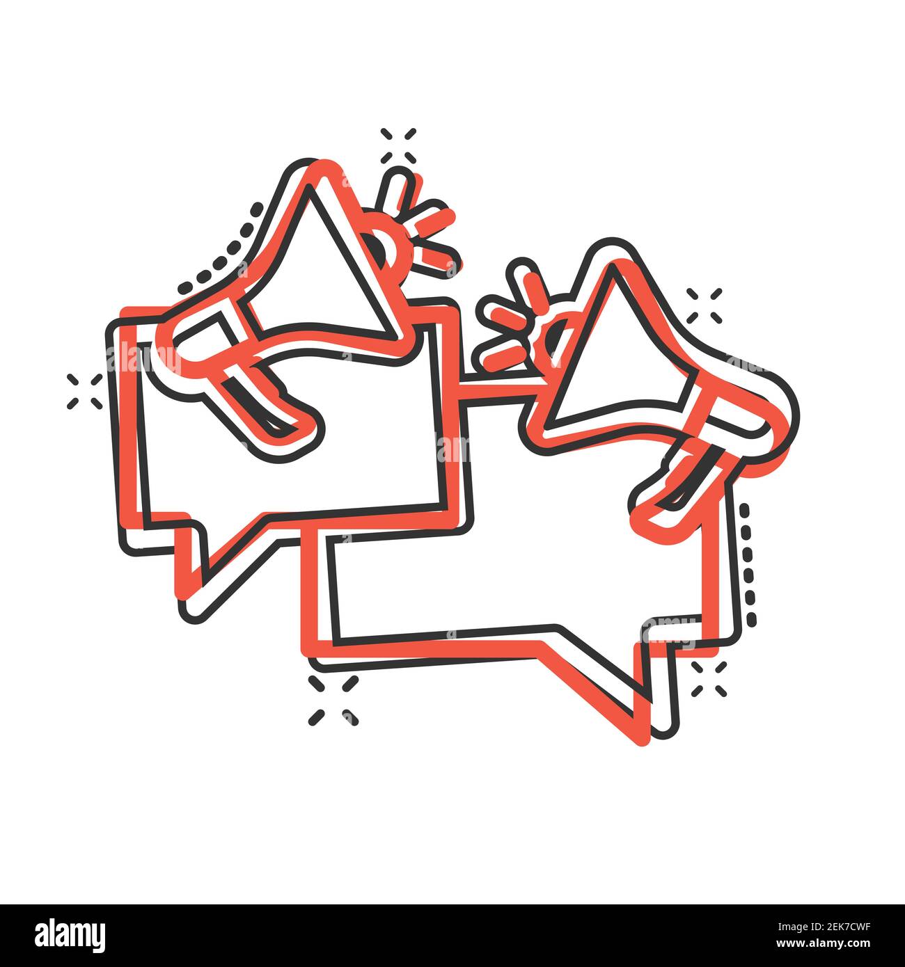 Speech bubble with megaphone icon in comic style. Dialogue box cartoon ...