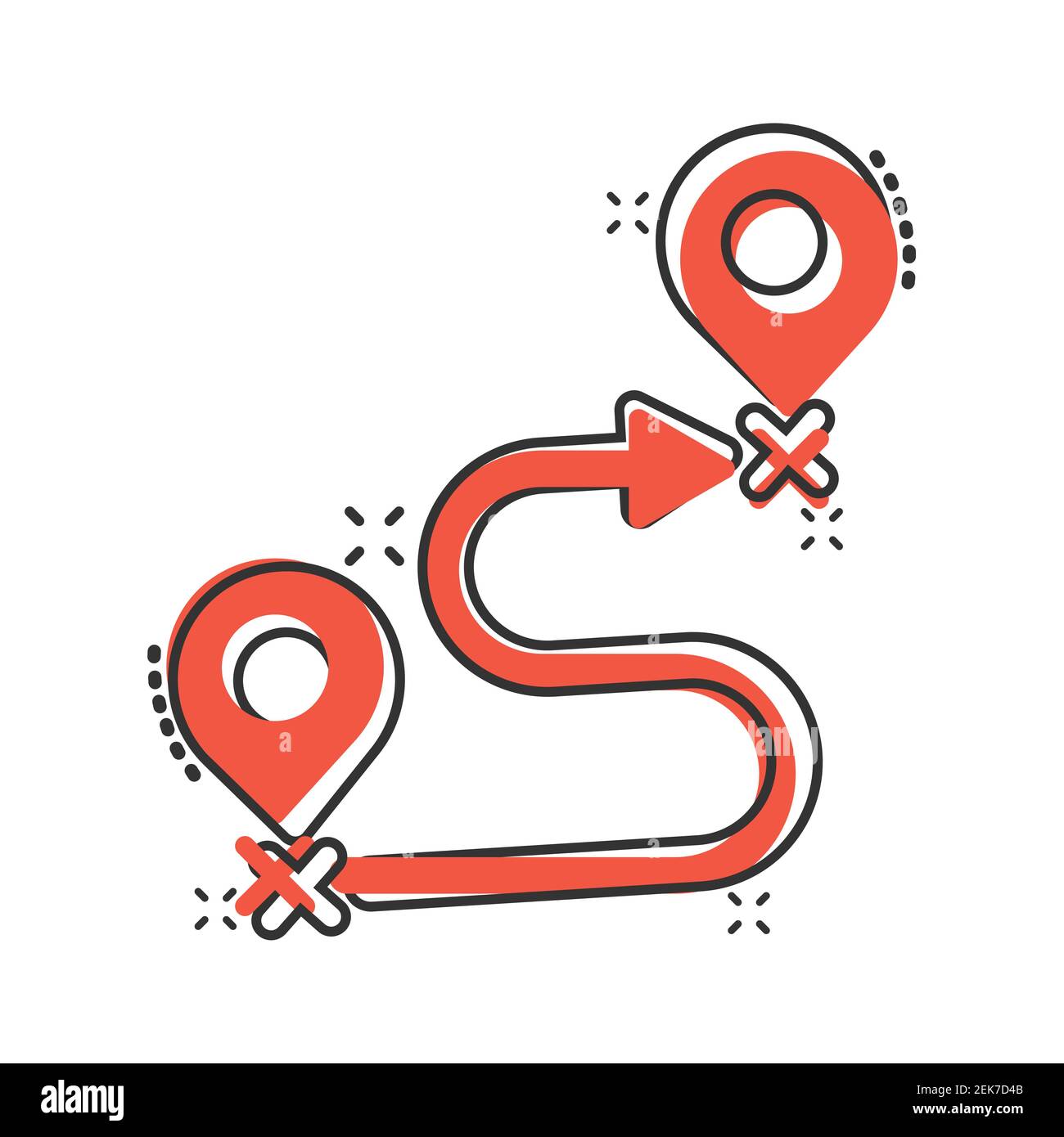 Map pin icon in comic style. GPS navigation cartoon vector illustration ...