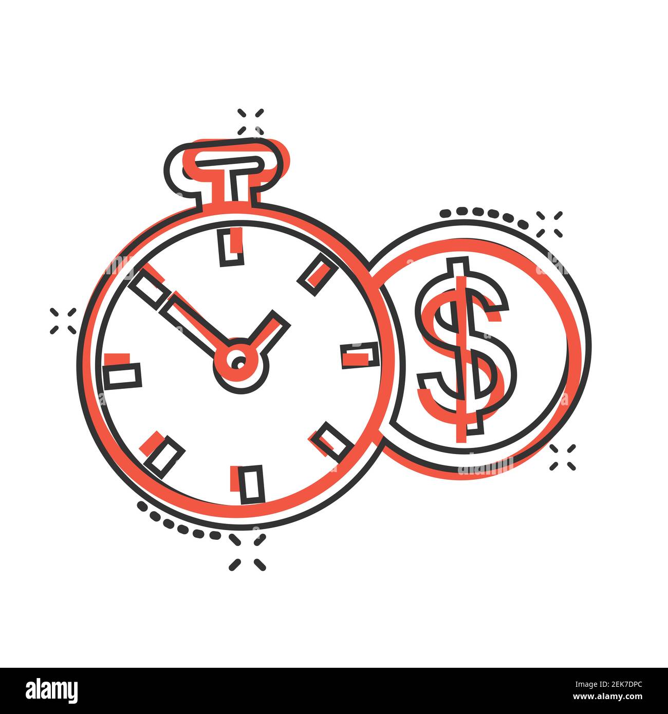 Time is money icon in comic style. Clock with dollar cartoon vector ...