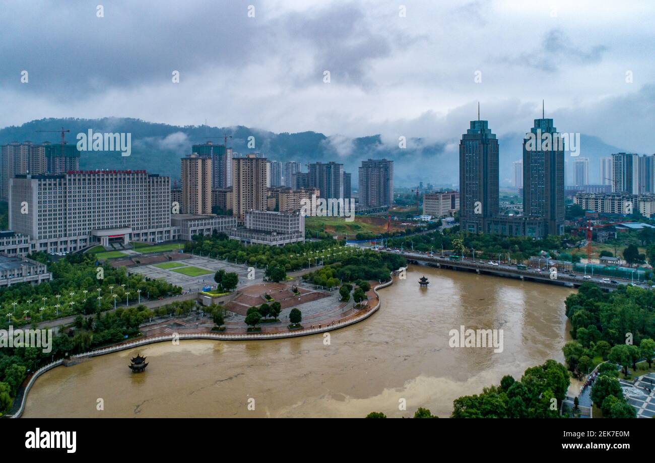 CHONGQING, CHINA - JUNE 27, 2020 - The continuous night of heavy rain ...