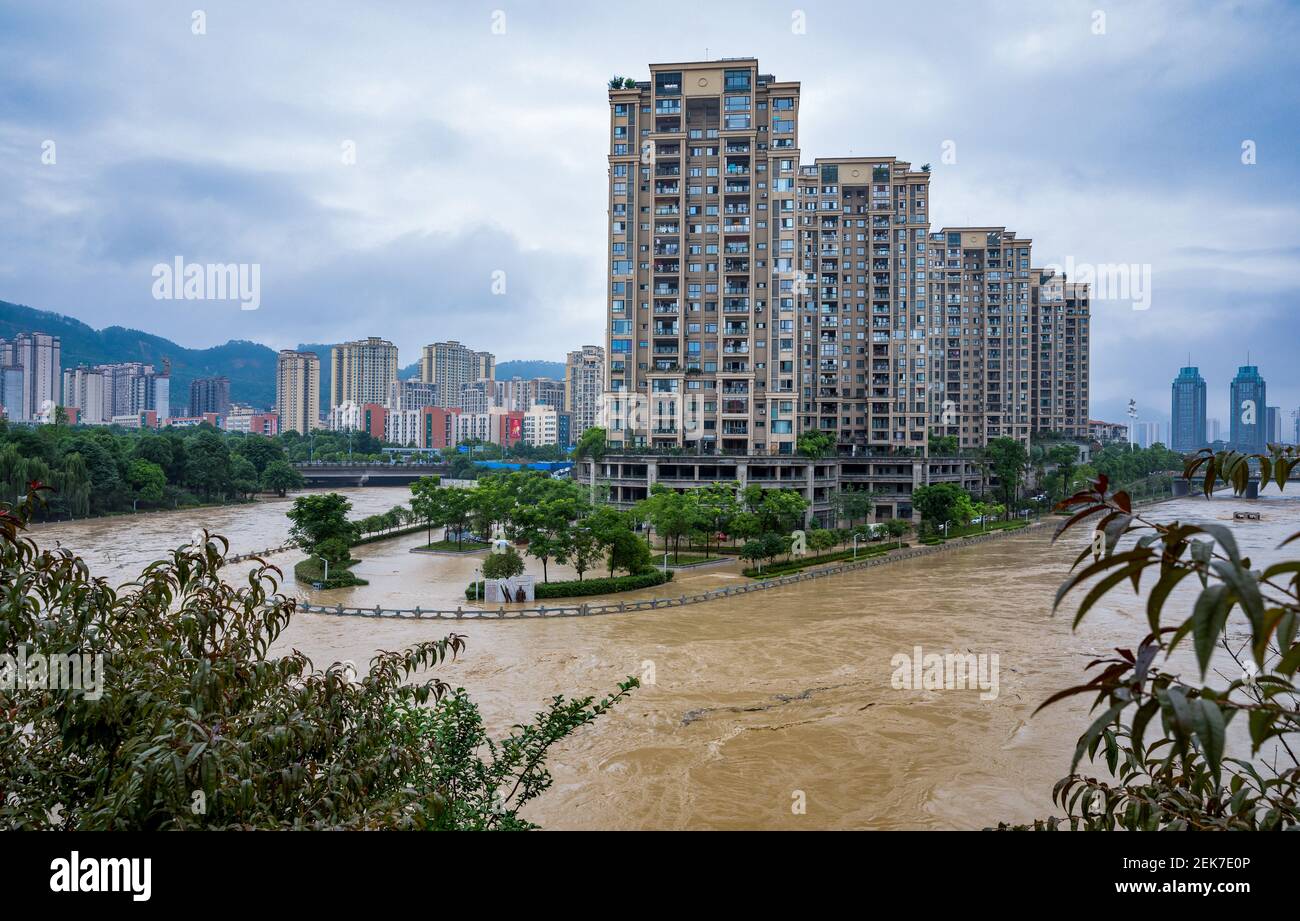CHONGQING, CHINA - JUNE 27, 2020 - The continuous night of heavy rain ...