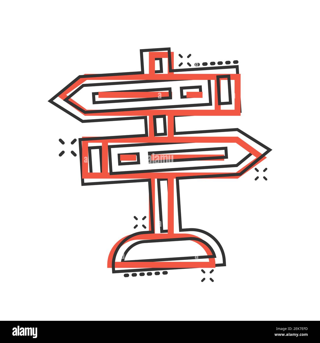 Crossroad signpost icon in comic style. Road direction cartoon vector ...