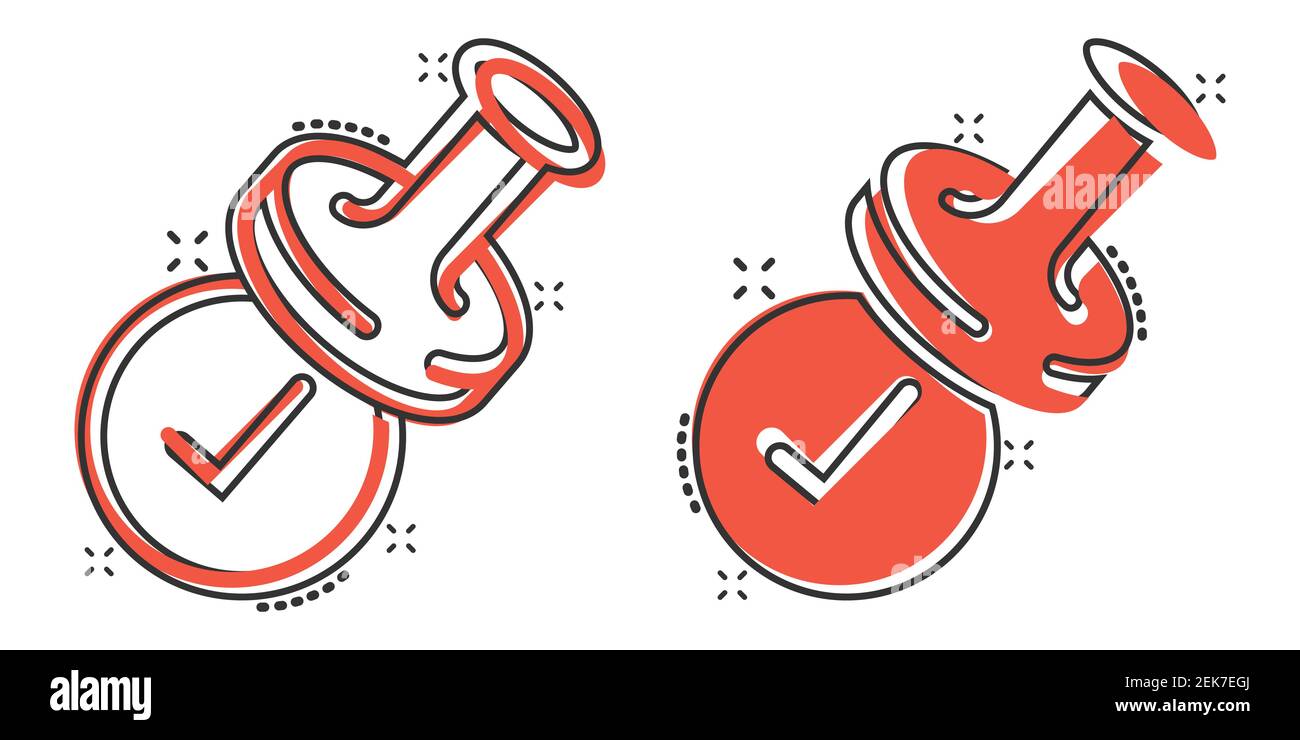 Approve stamp icon in comic style. Accept check mark cartoon vector ...