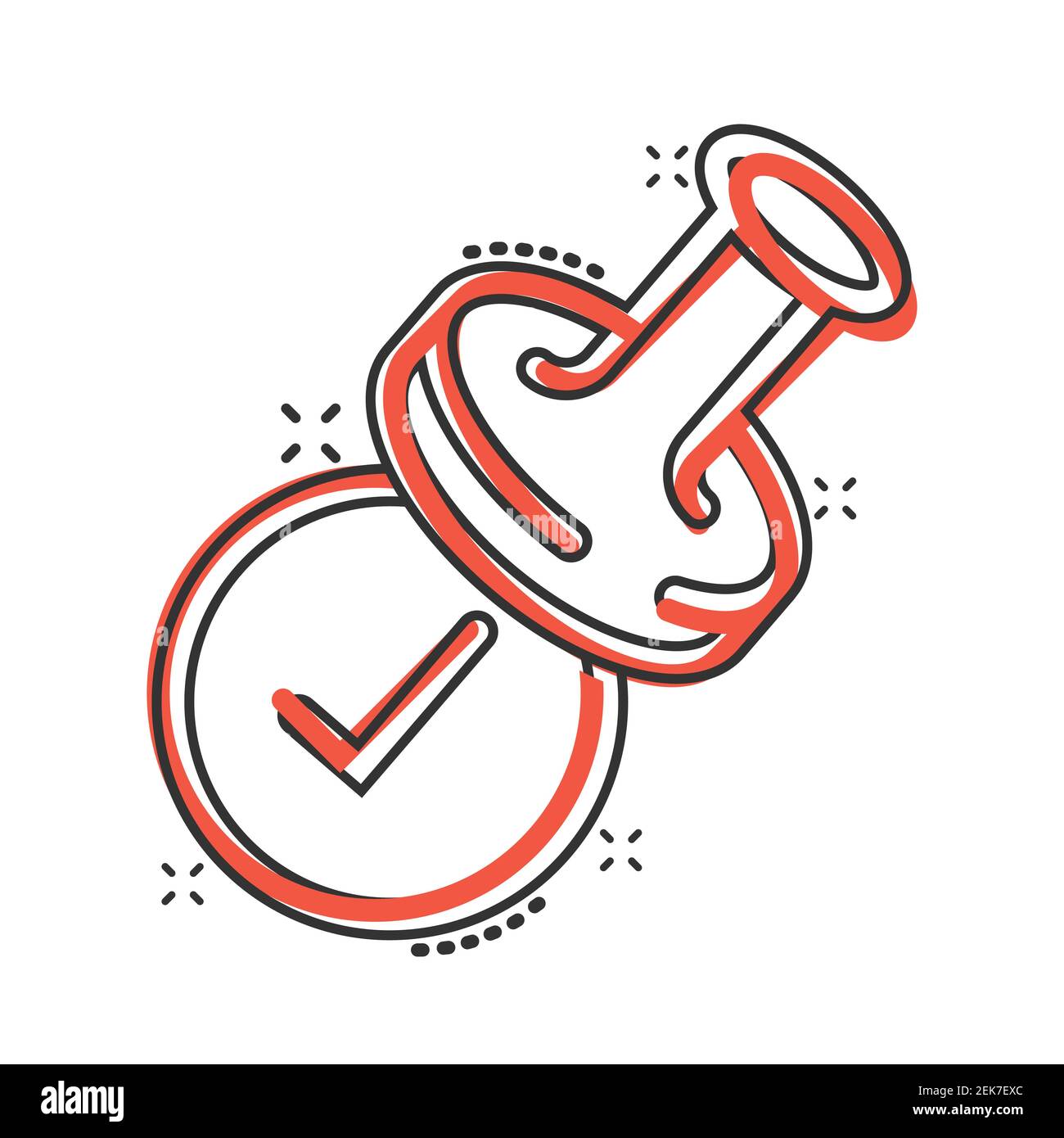 Approve stamp icon in comic style. Accept check mark cartoon vector ...