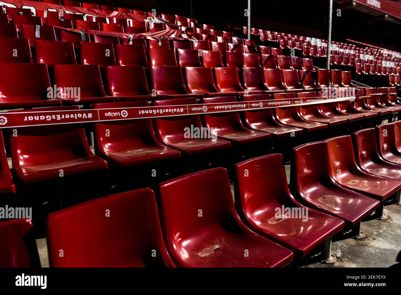 Empty seats of the Nuevo los Carmenes stadium in Granada during the La ...