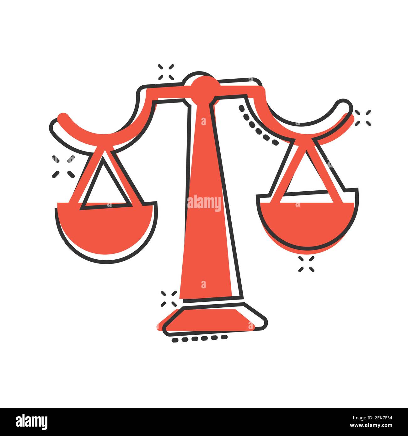 Scale balance icon in comic style. Justice cartoon vector illustration ...