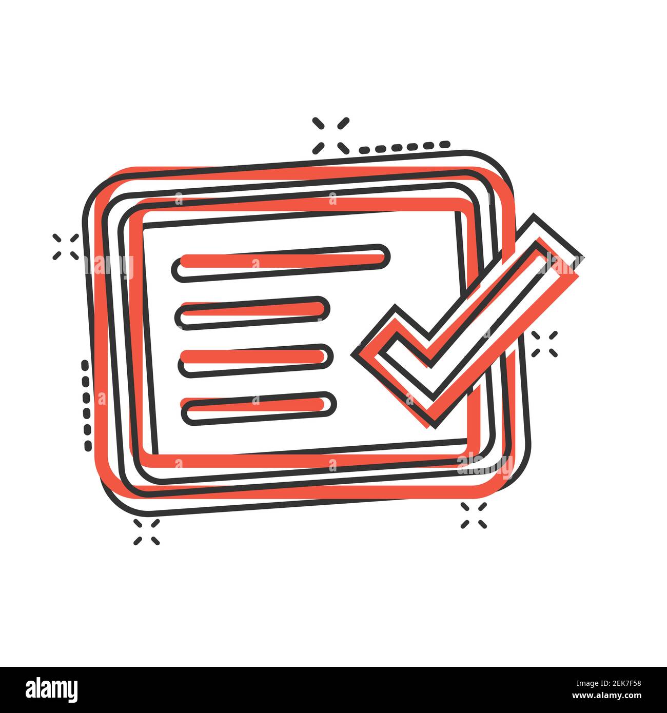 Approve certificate icon in comic style. Document check mark cartoon ...