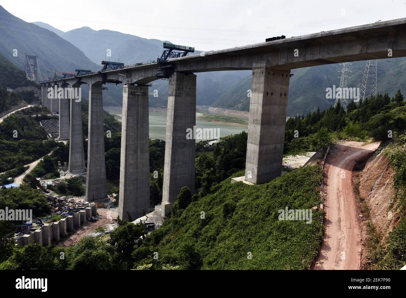 Daning River Bridge is under construction in Wushan county, Chongqing ...