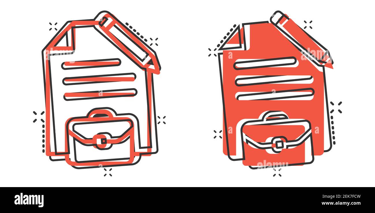 Document note with pen icon in comic style. Paper sheet pencil and ...