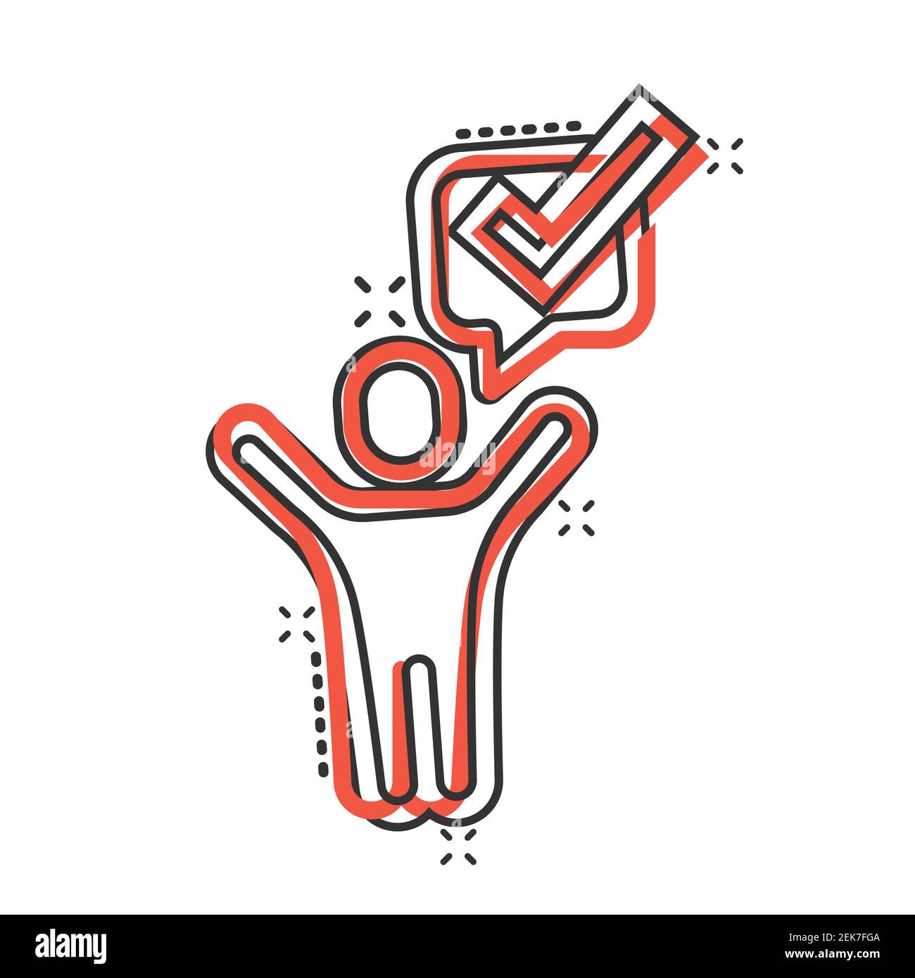 Organization management icon in comic style. People with check mark ...