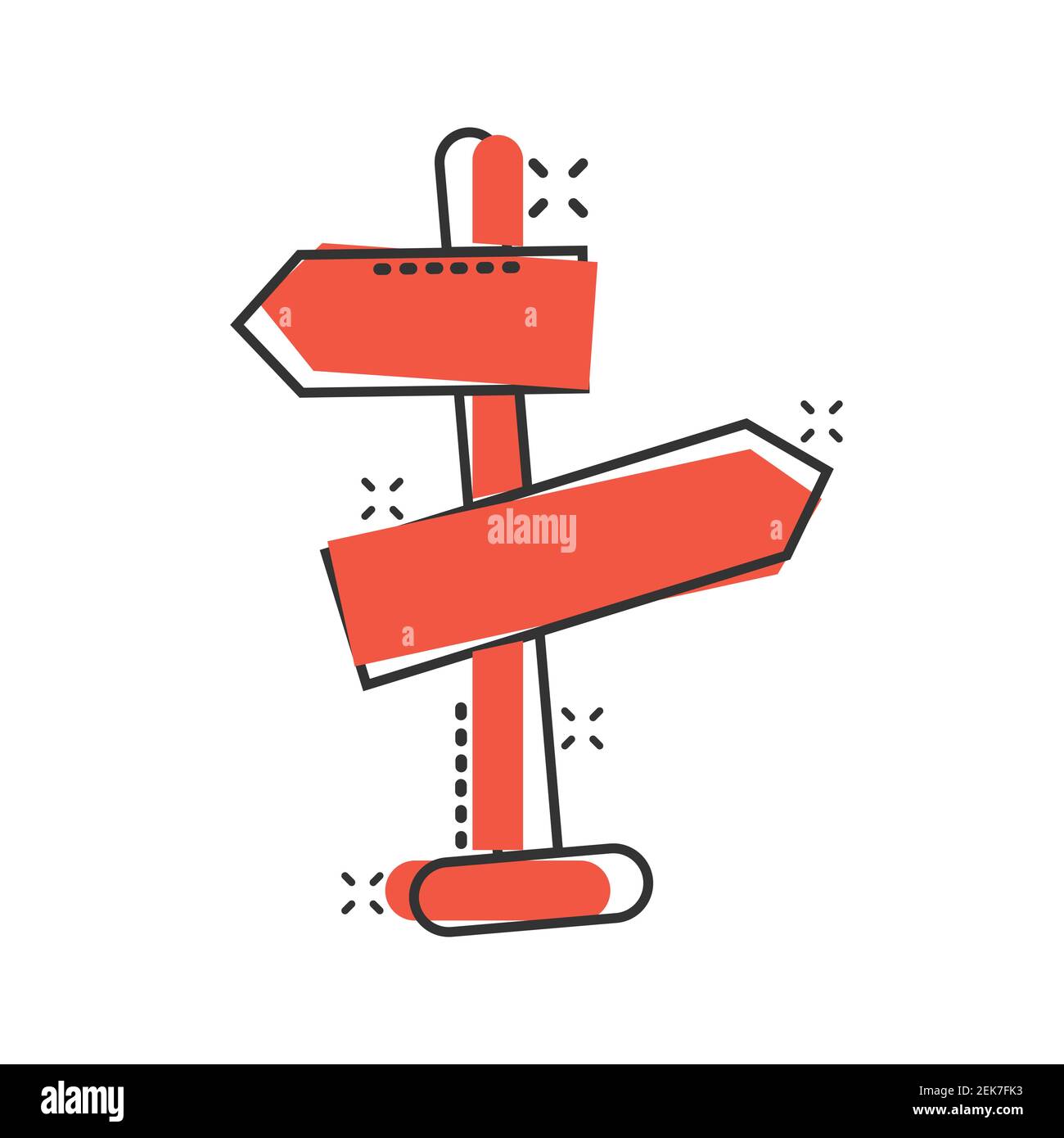 Crossroad signpost icon in comic style. Road direction cartoon vector ...