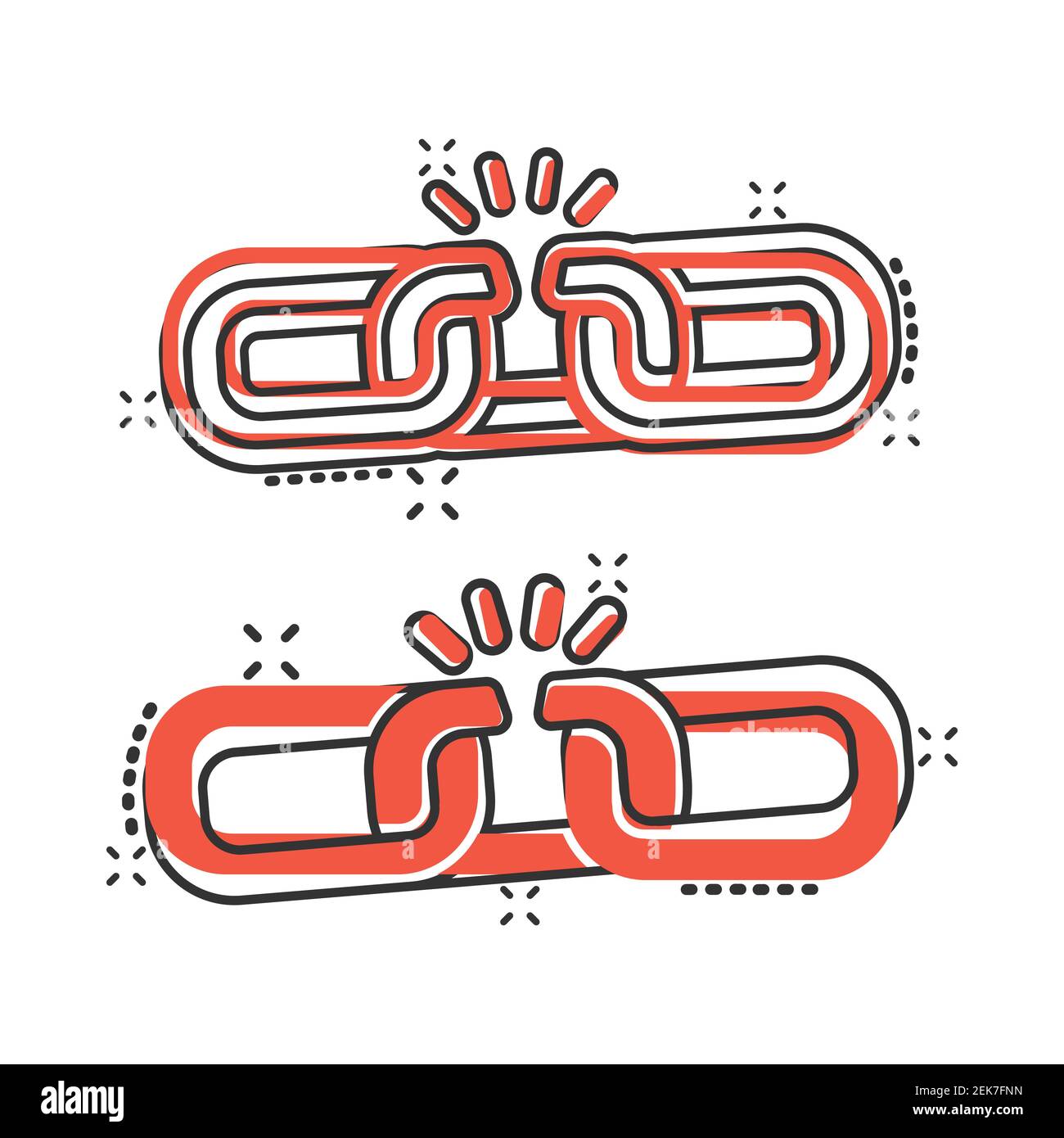 Chain icon in comic style. Network hyperlink cartoon vector ...