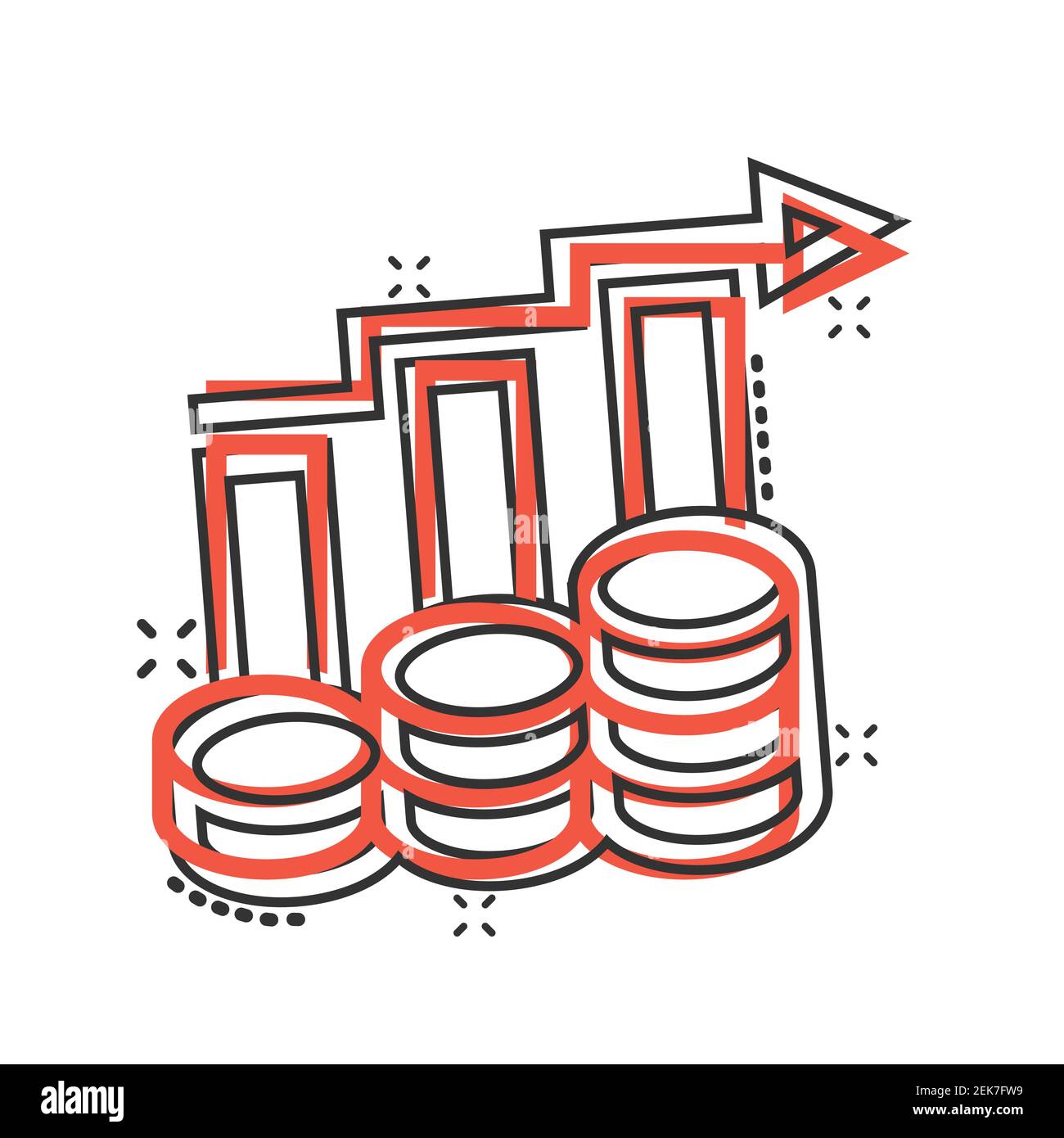 Income rate increase icon in comic style. Finance performance cartoon ...