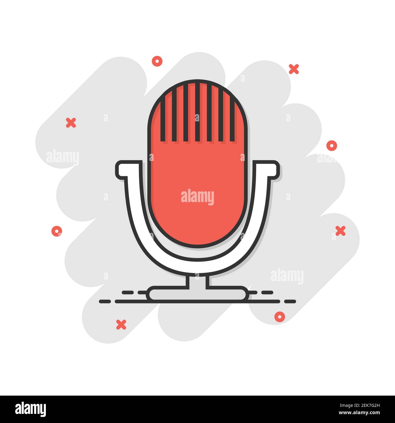 Cartoon microphone icon in comic style. Mic illustration pictogram ...