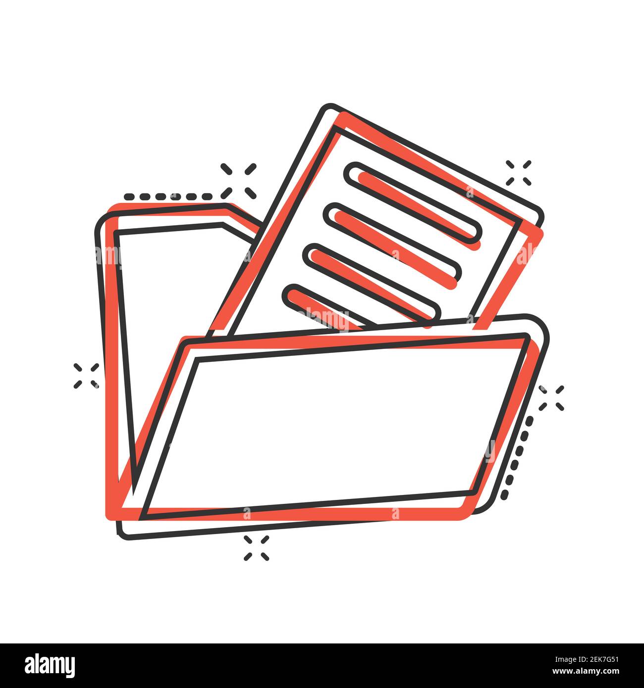 File folder icon in comic style. Documents archive cartoon vector ...