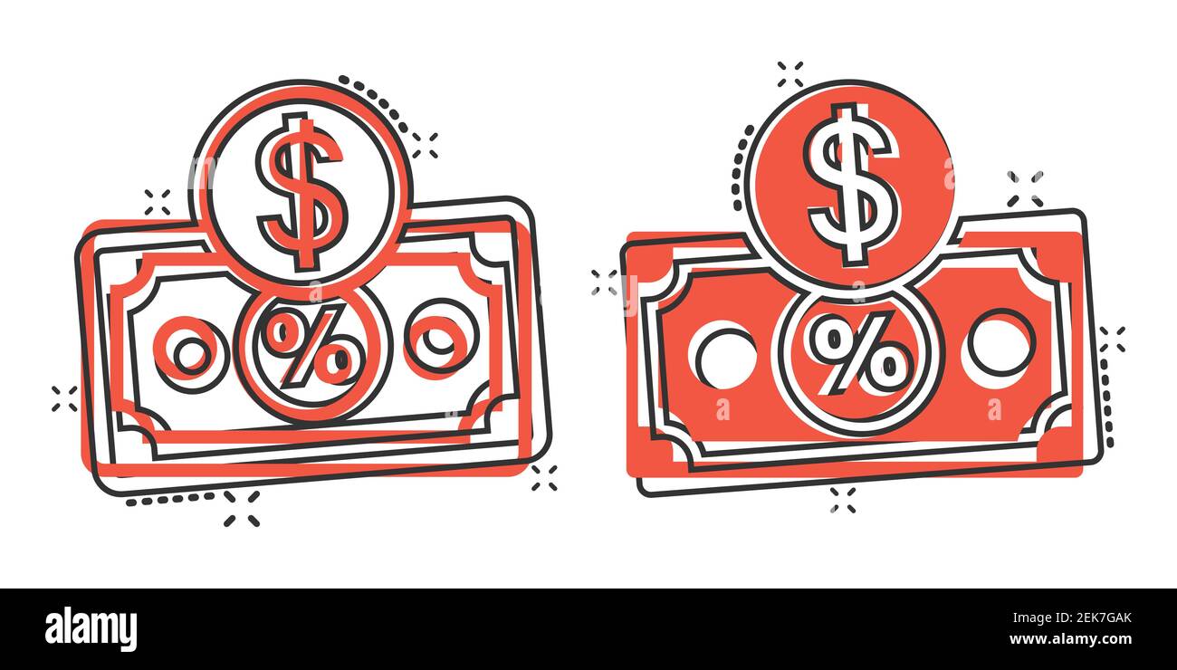 Dollar currency banknote icon in comic style. Dollar cash discount ...
