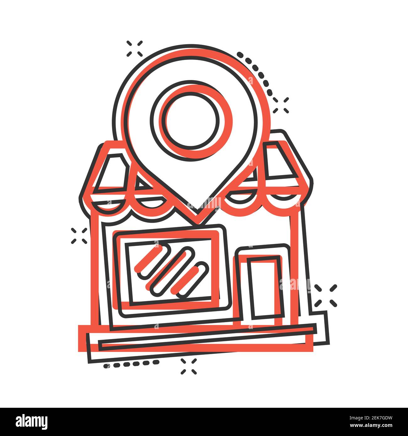 Home pin icon in comic style. House navigation cartoon vector ...