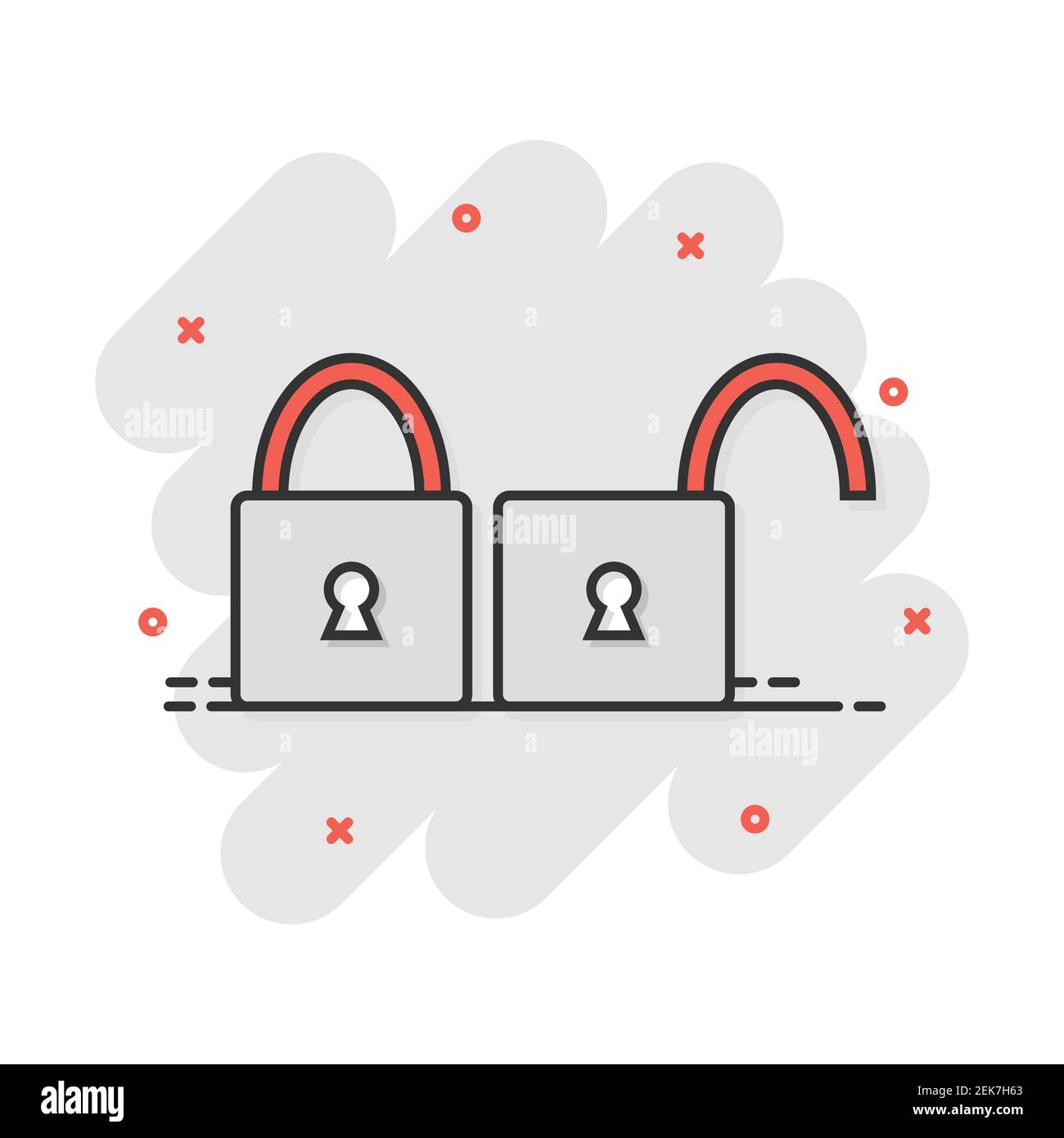 Cartoon padlock icon in comic style. Lock, unlock illustration ...
