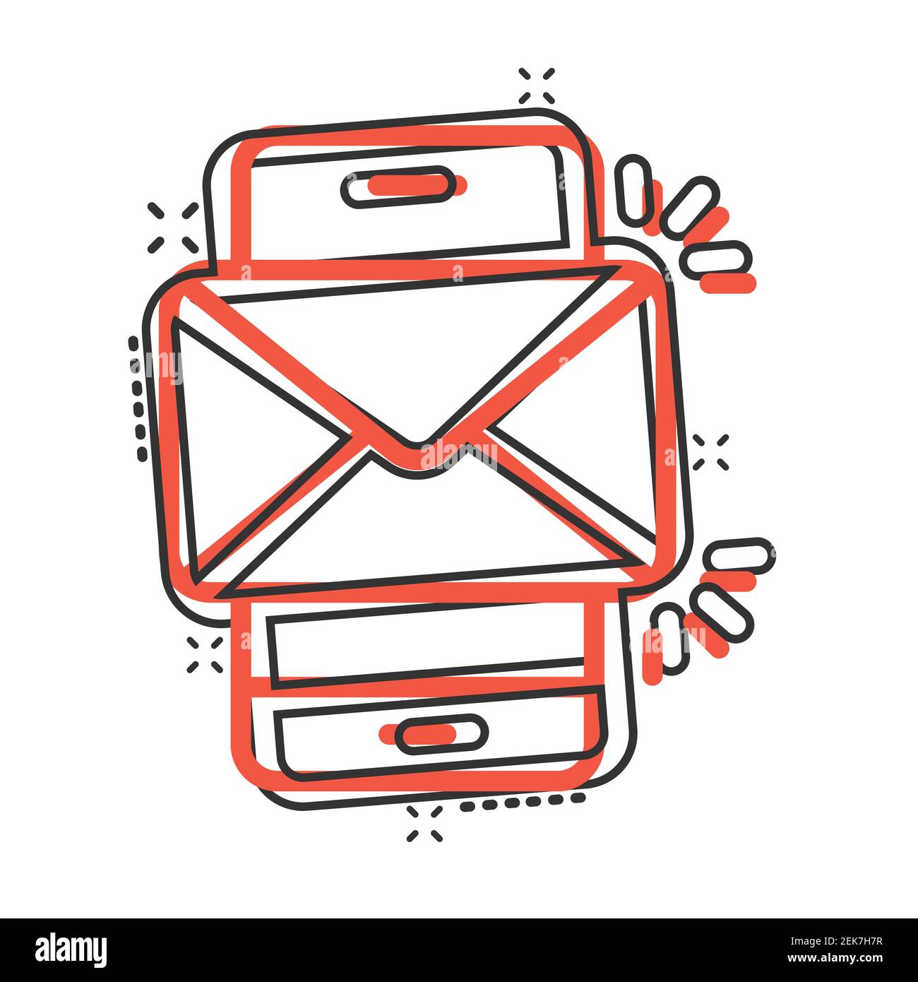 Message on smartphone icon in comic style. Mail with phone cartoon ...