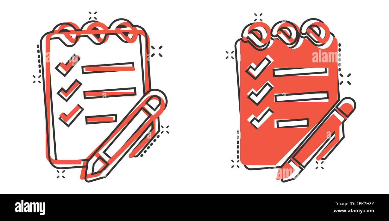 To do list icon in comic style. Document checklist cartoon vector ...