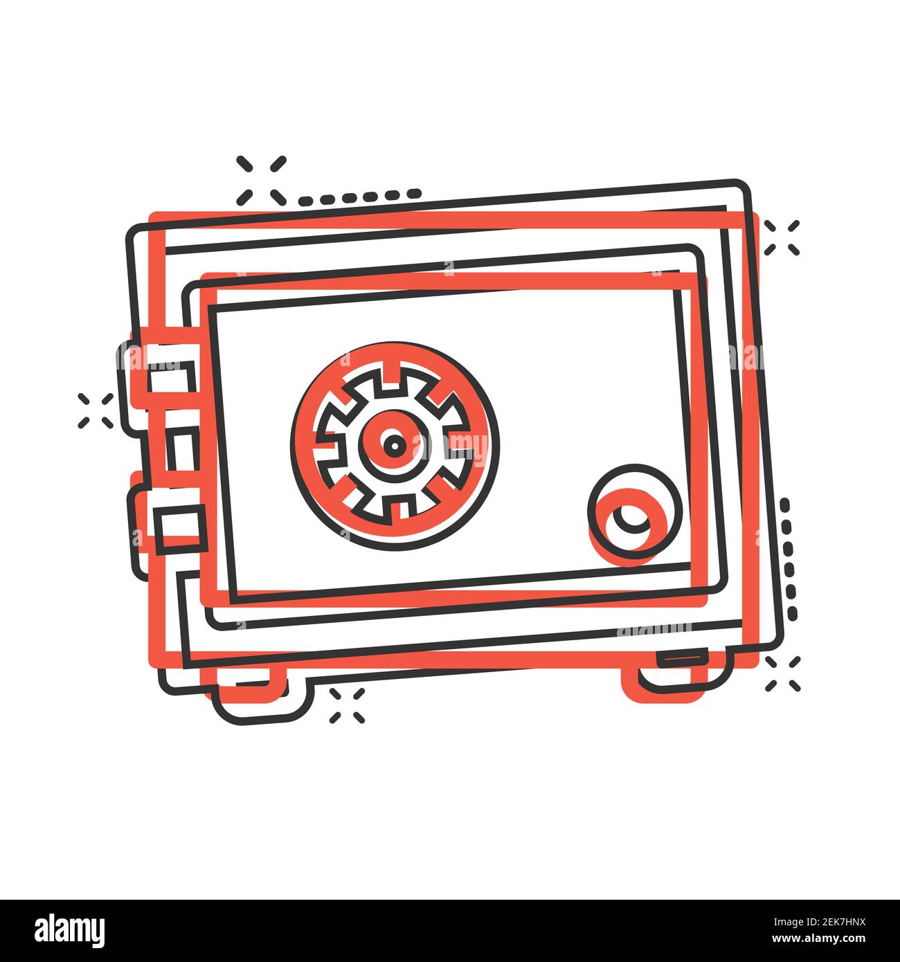 Safe money icon in comic style. Strongbox cartoon vector illustration ...