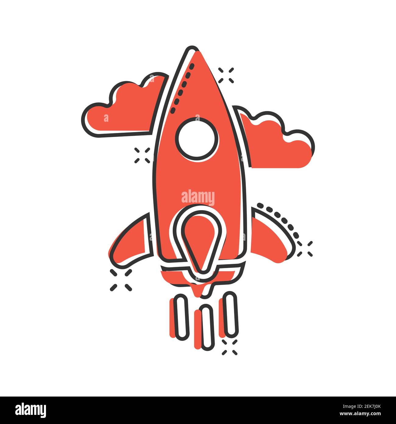 Rocket icon in comic style. Spaceship launch cartoon vector ...