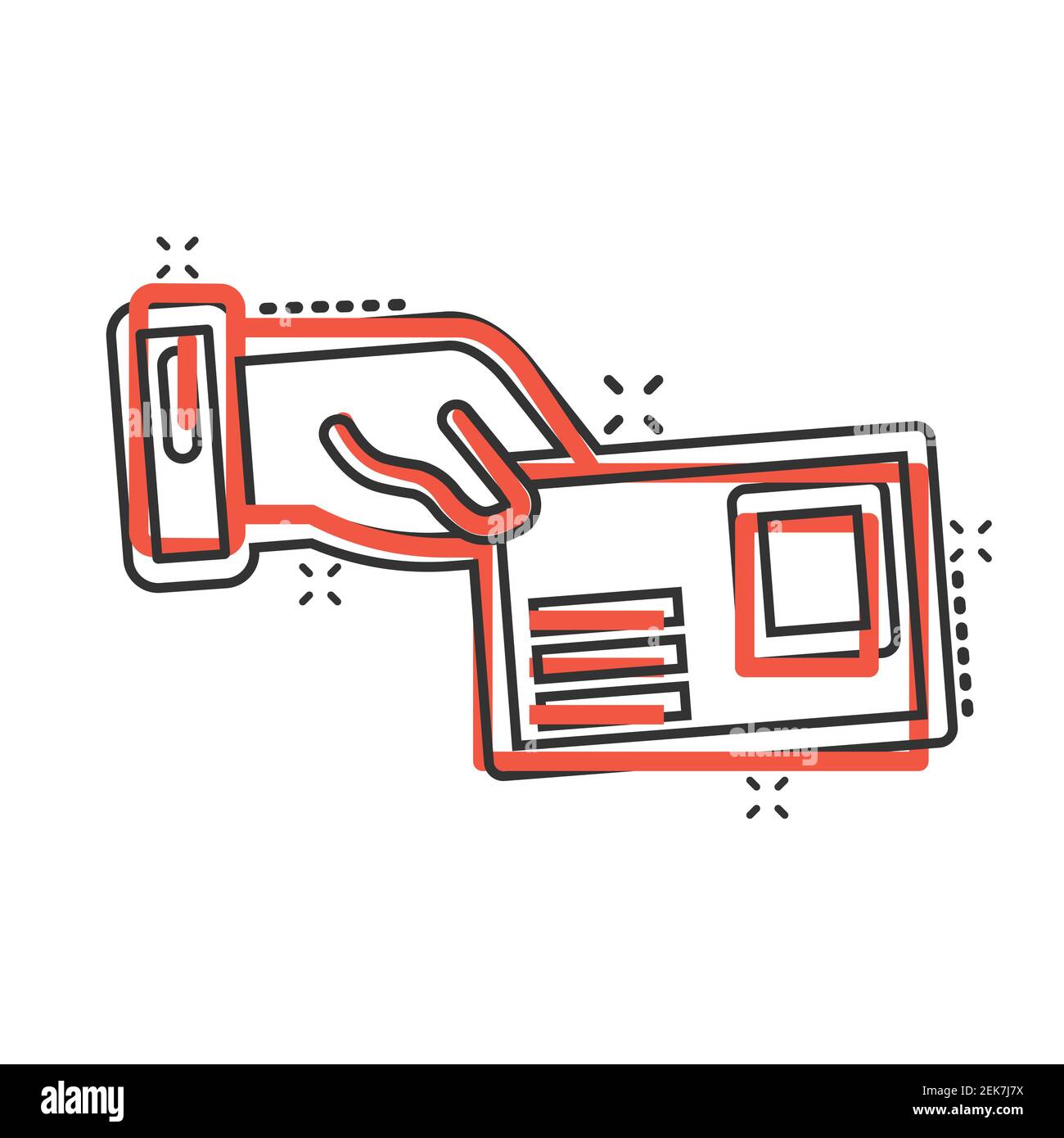 Hand with envelope icon in comic style. Mail letter delivery cartoon ...