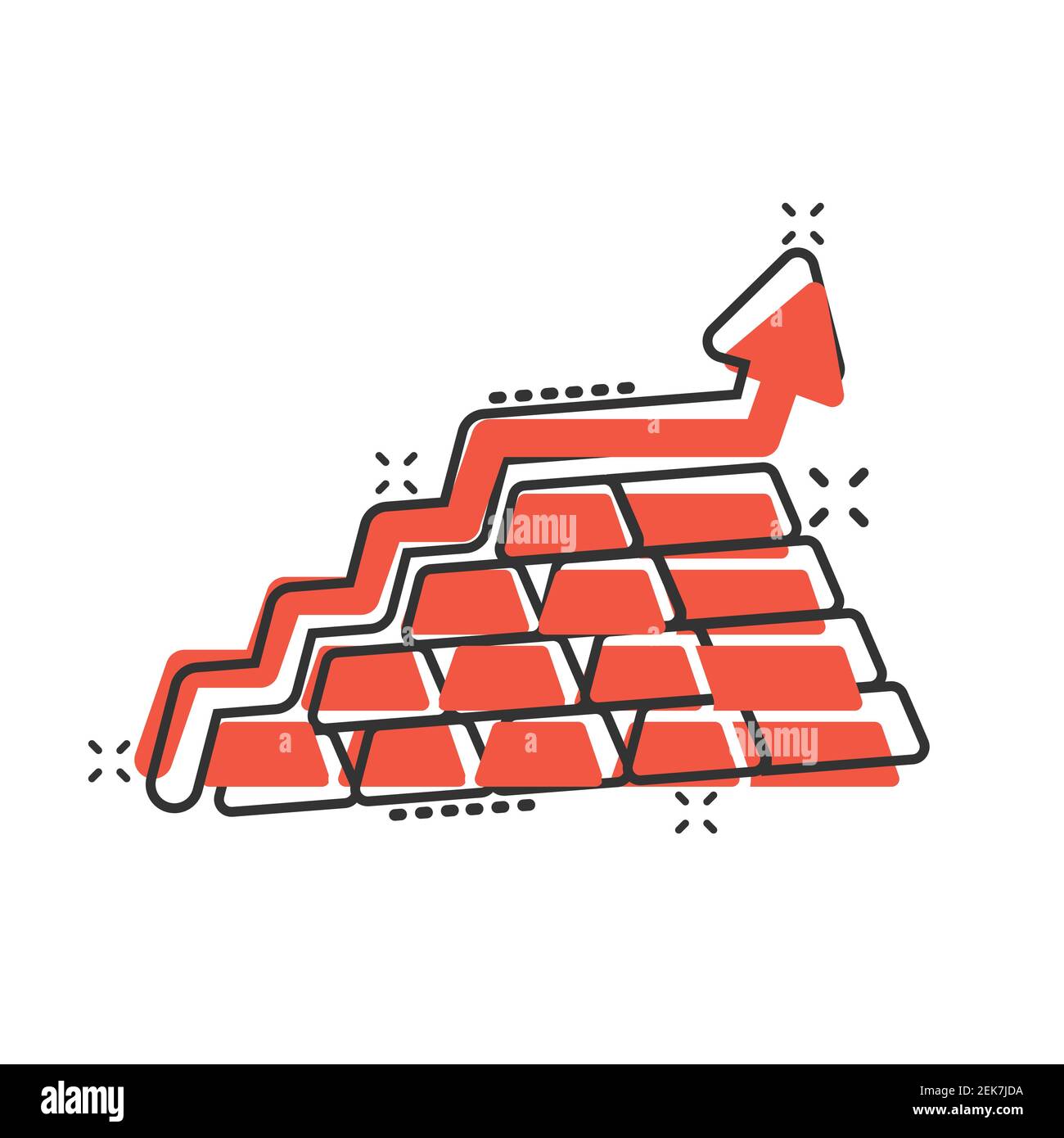 Gold stack price increase icon in comic style. Silver brick diagram ...