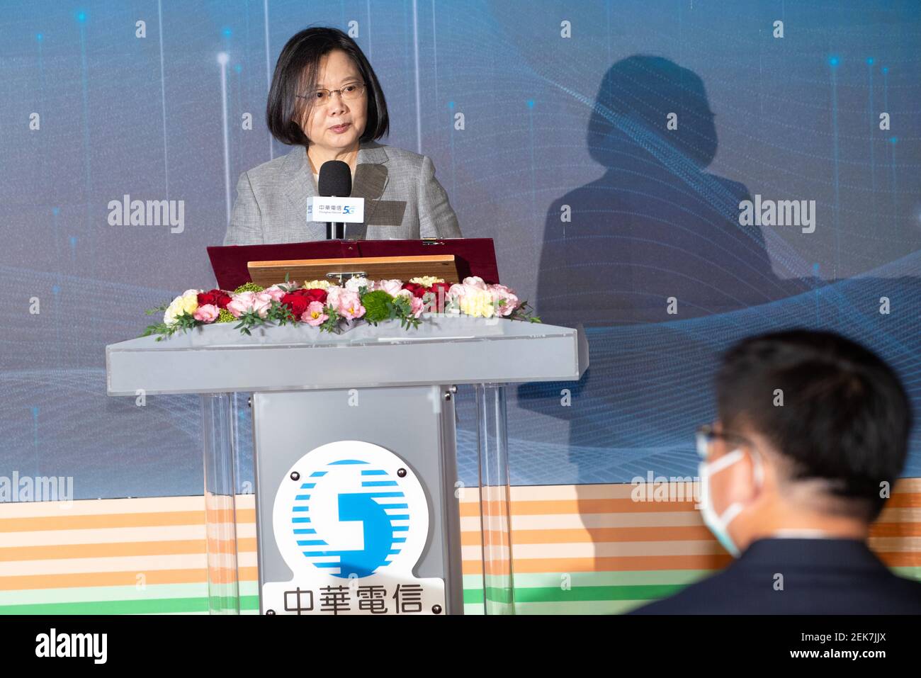 President Tsai Ing-wen delivers a speech during a press conference ...