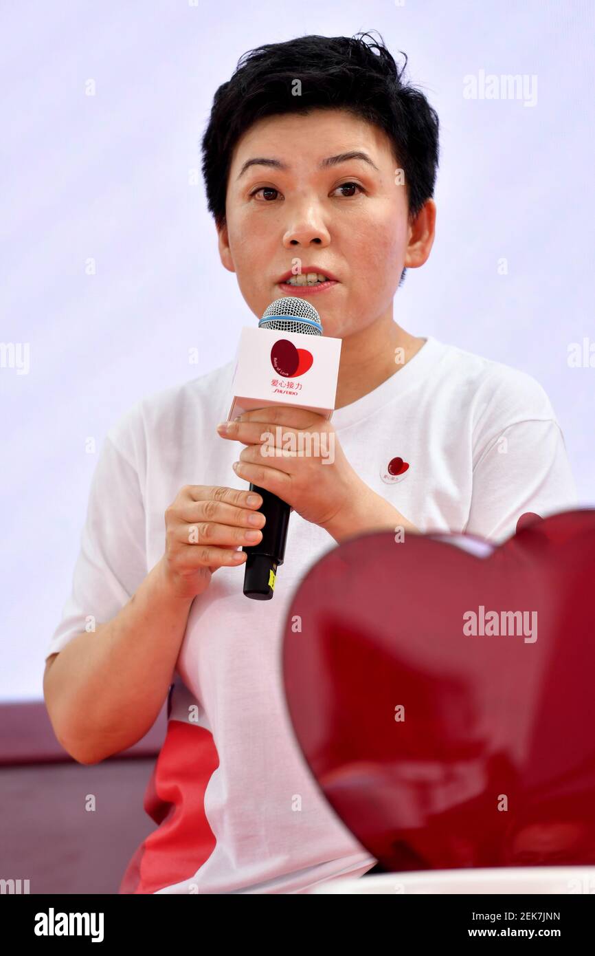 Chinese actor Huang Xuan attends a charity activity of a cosmetic brand ...