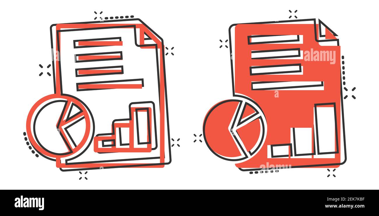 Financial statement icon in comic style. Document cartoon vector ...