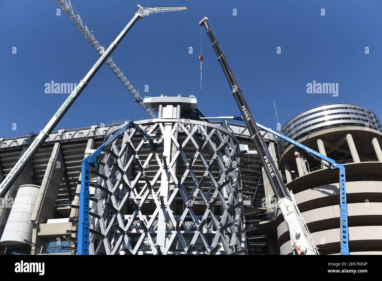 A view of Santiago Bernabeu stadium undergoing renovation works in ...