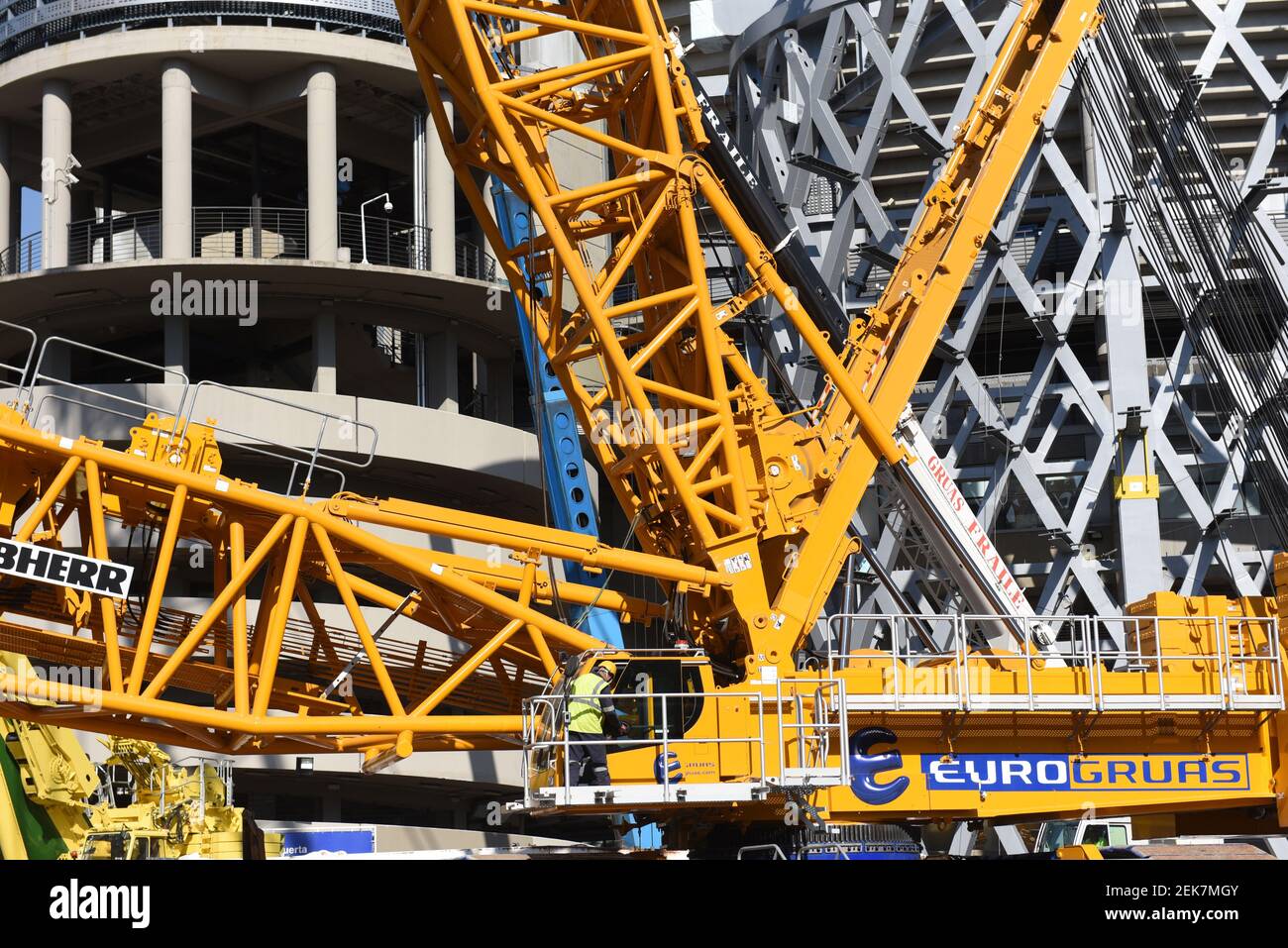 A view of Santiago Bernabeu stadium undergoing renovation works in ...