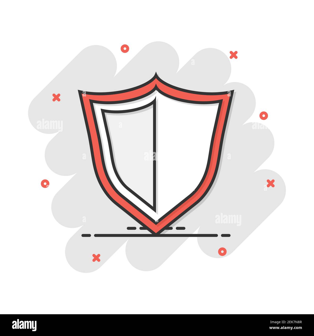 Vector cartoon shield protection icon in comic style. Protect sign ...