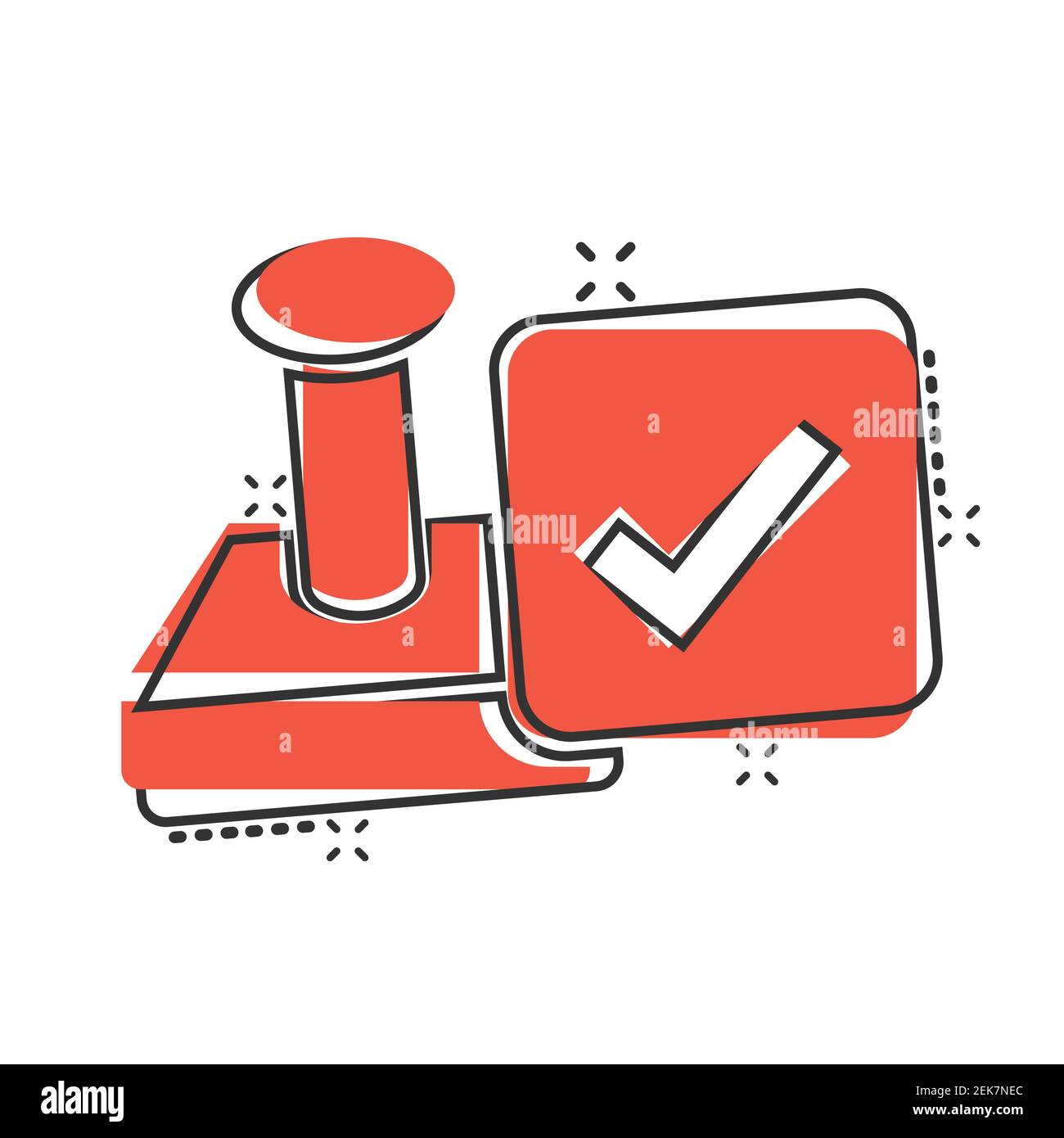 Approve stamp icon in comic style. Accept check mark cartoon vector ...