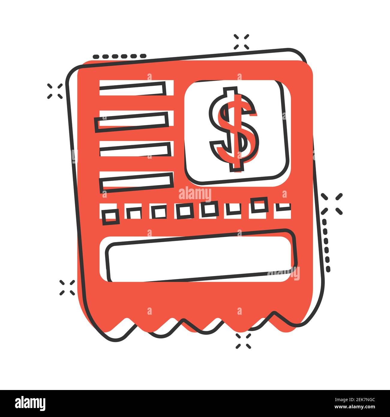Money check icon in comic style. Checkbook cartoon vector illustration ...