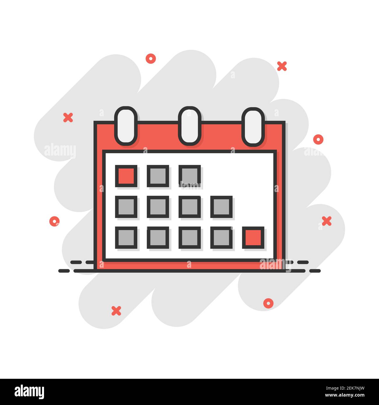 Vector cartoon calendar icon in comic style. Calendar sign illustration ...
