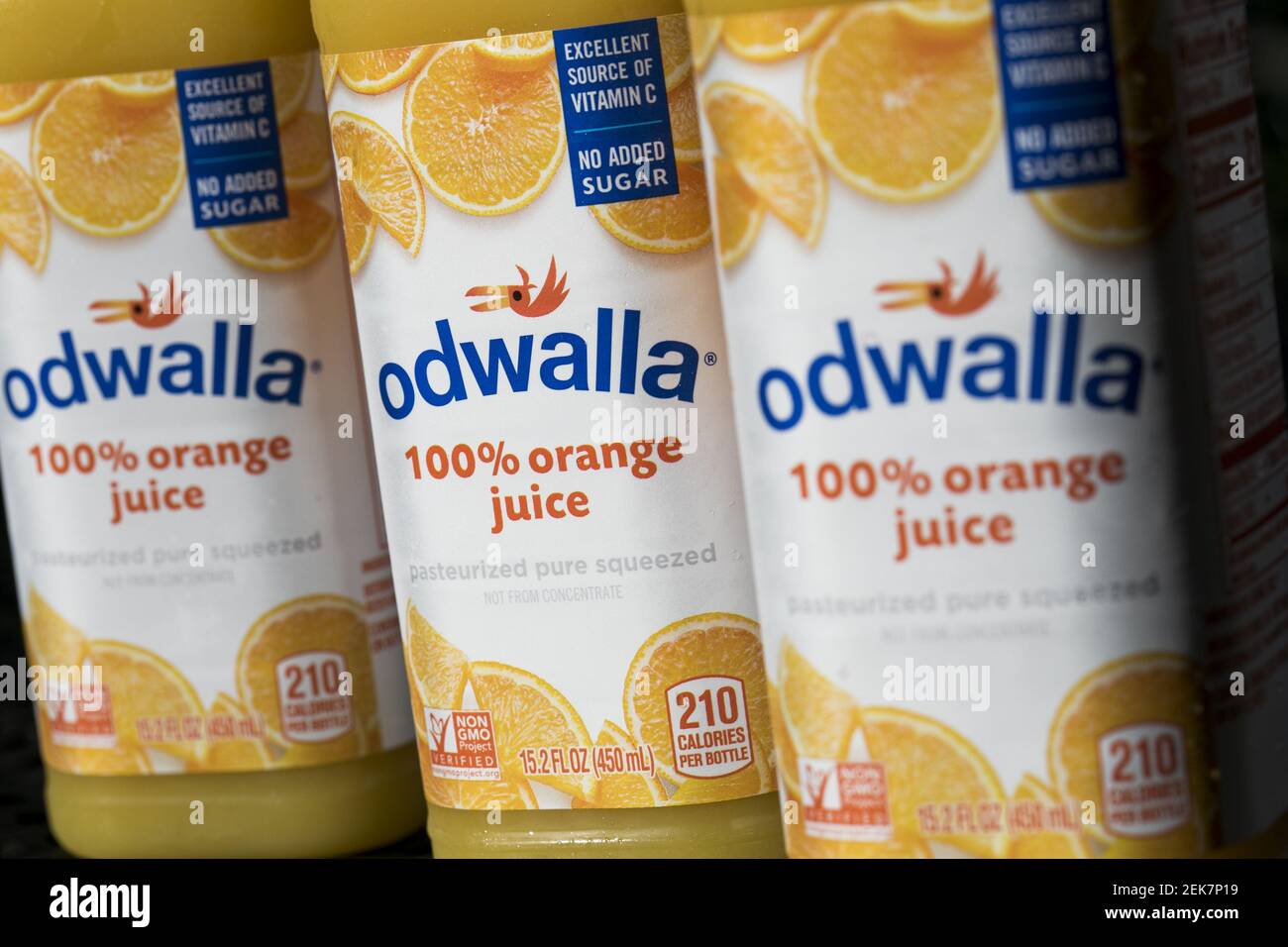 Bottles of Odwalla juice products arranged for a photo in Silver Spring ...
