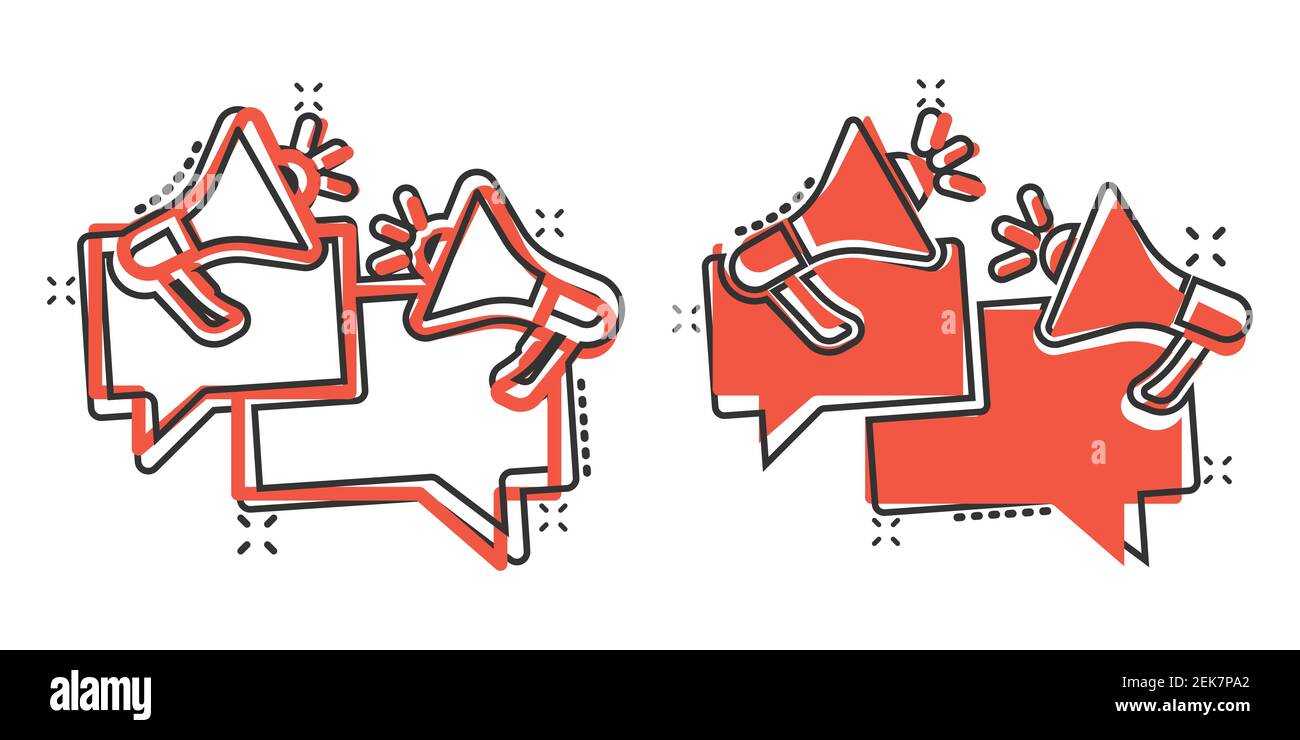Speech bubble with megaphone icon in comic style. Dialogue box cartoon ...