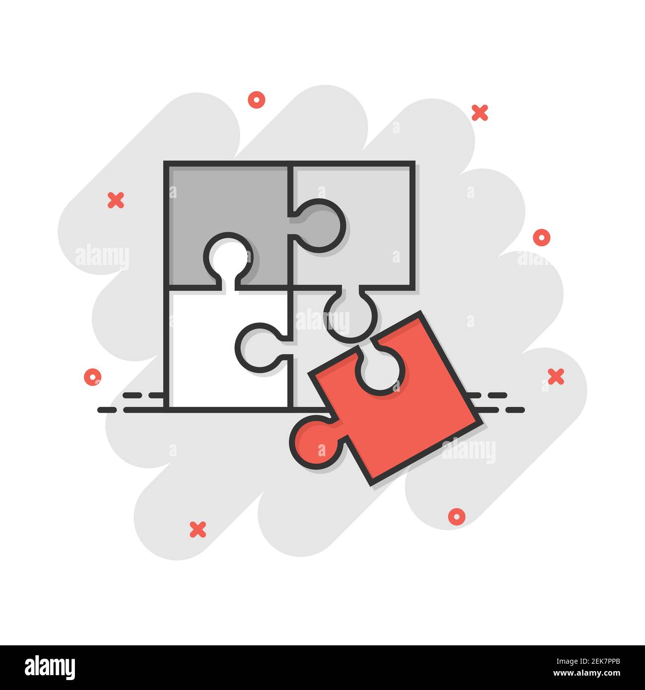 Cartoon puzzle icon in comic style. Jigsaw sign illustration pictogram ...
