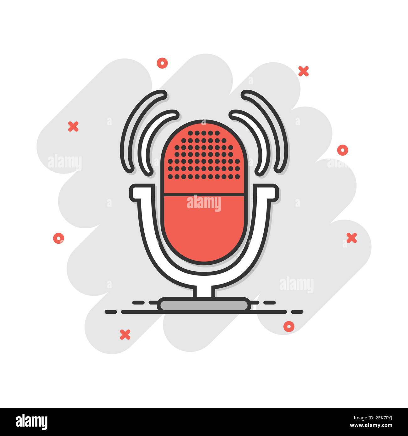 Cartoon microphone icon in comic style. Mic illustration pictogram ...