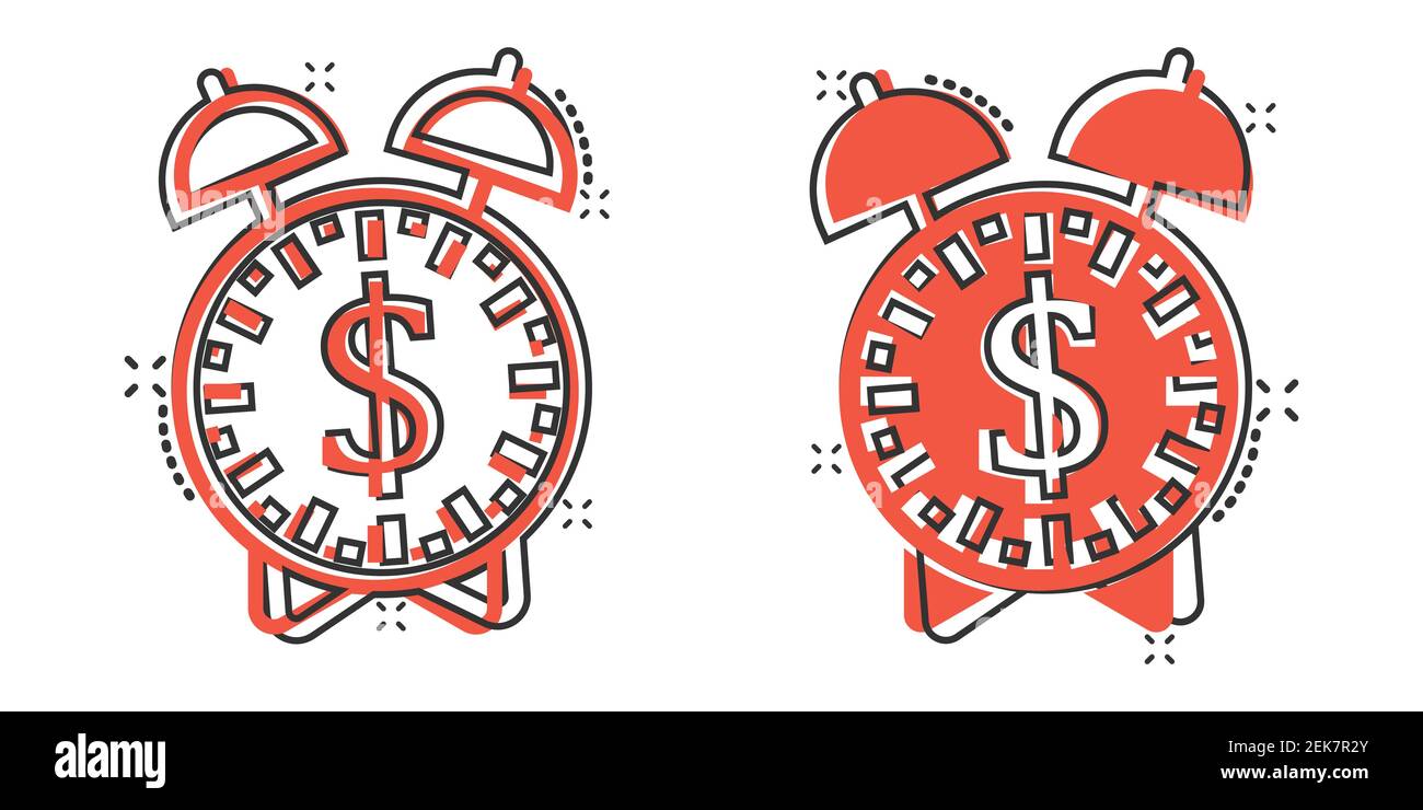 Time is money icon in comic style. Clock with dollar cartoon vector ...