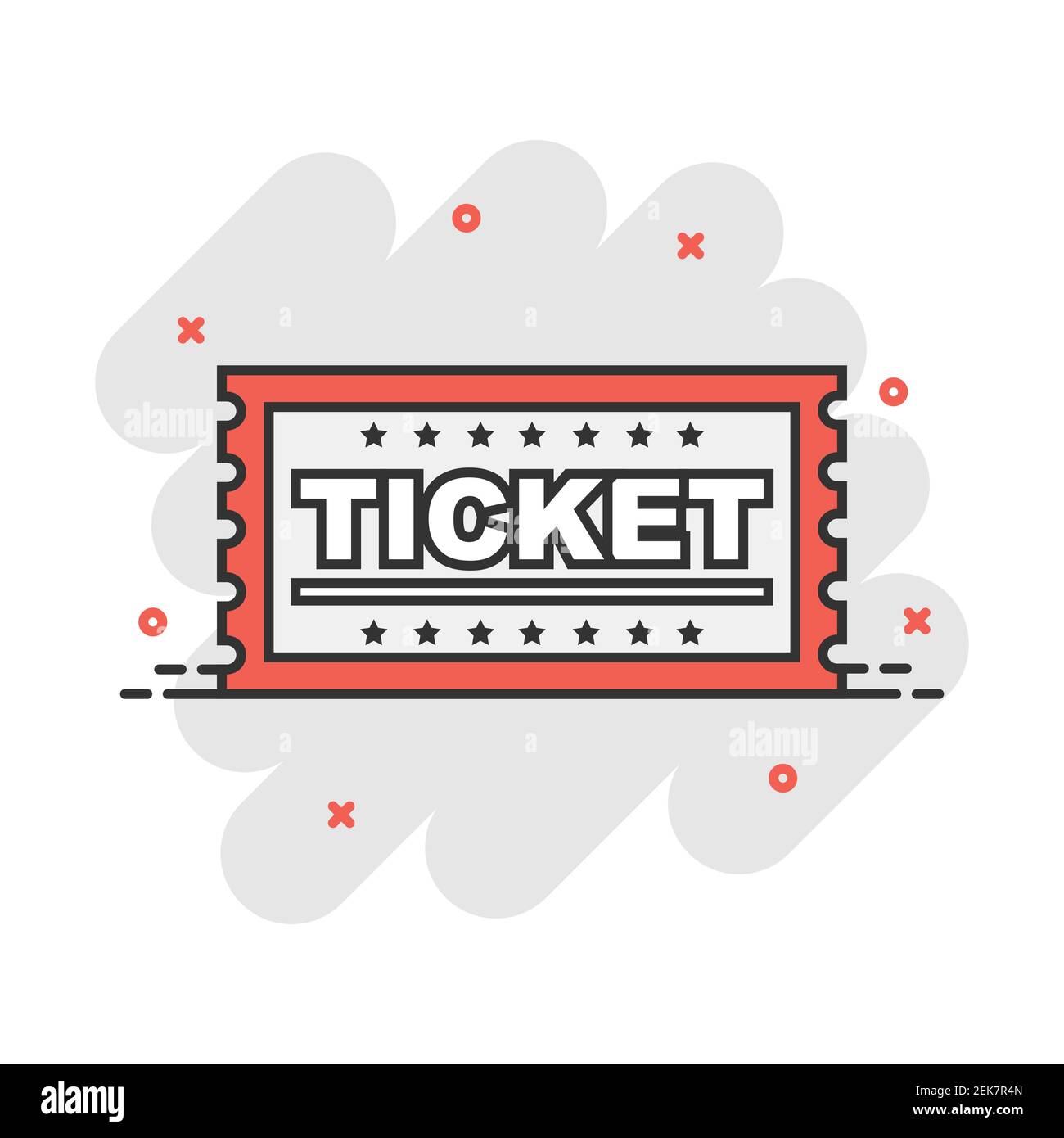 Cartoon ticket icon in comic style. Admit one illustration pictogram ...