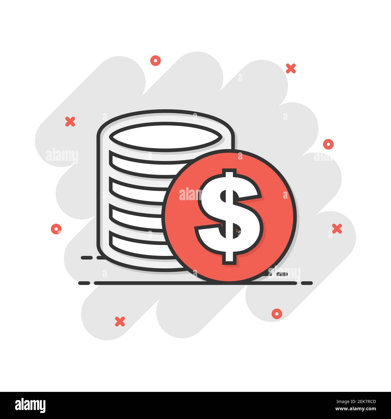 Cartoon money coins icon in comic style. Dollar coin sign illustration ...