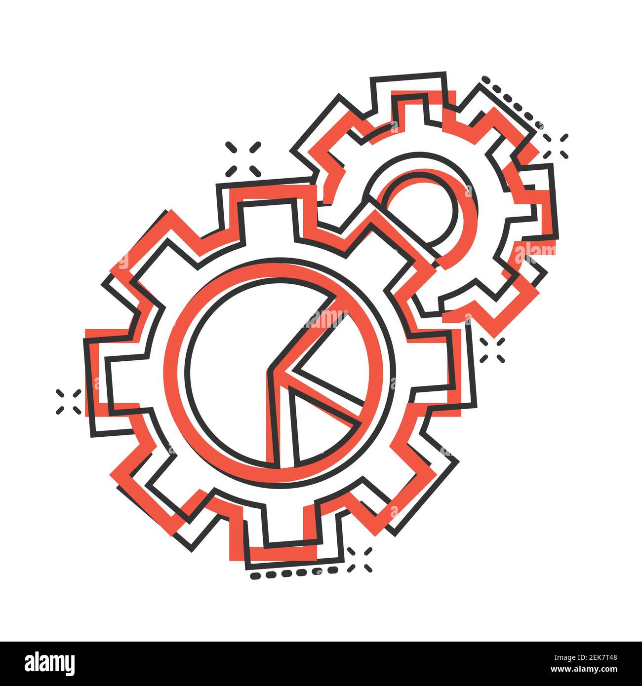 Workflow chart icon in comic style. Gear with diagram cartoon vector ...